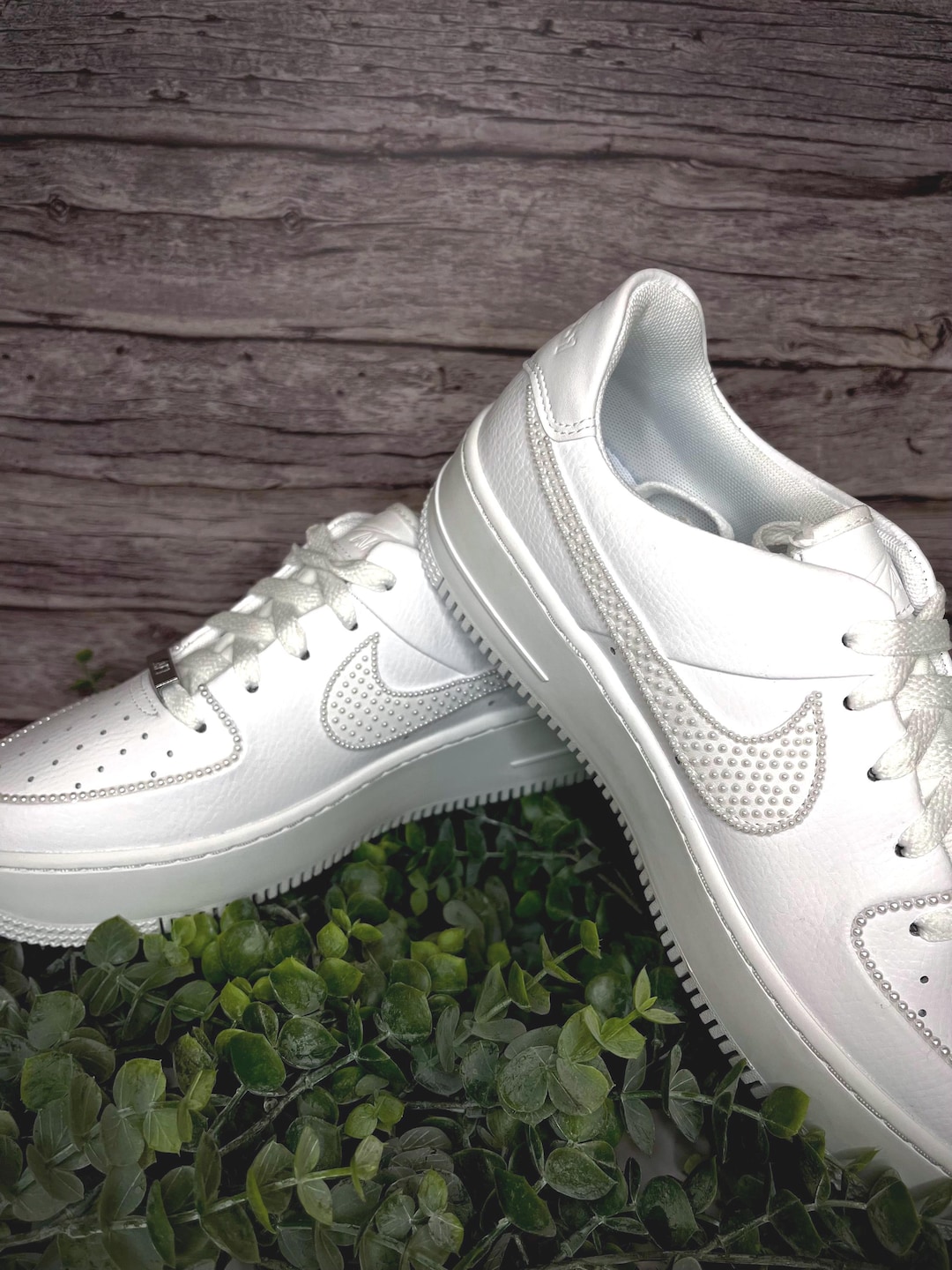 Pearl Embellished Bridal Nike Air Force 1 Sneakers | Custom Wedding ...