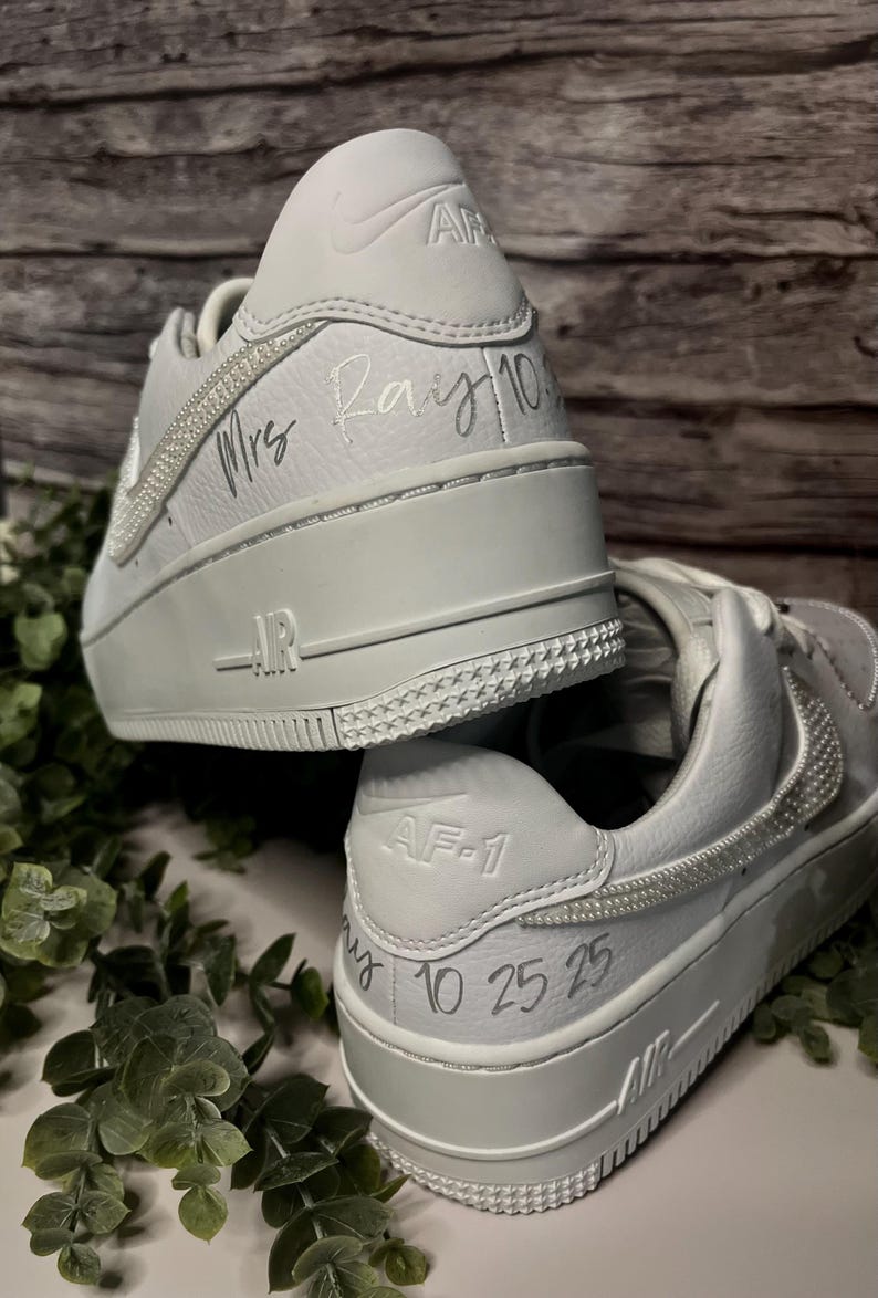 Pearl & Rose Gold Wedding Nike Air Force 1 07s | Bridal Sneakers ...