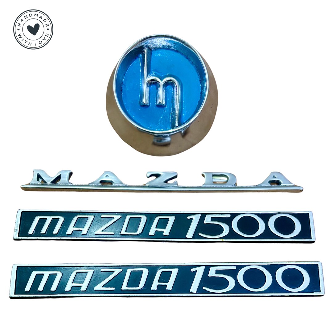 Mazda 1500 Emblem Badge Set: Front Grille, Rear & Fender, Vintage JDM ...