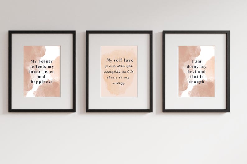 Self Love 3 - Piece Wall Art Set | Printable Affirmations ...