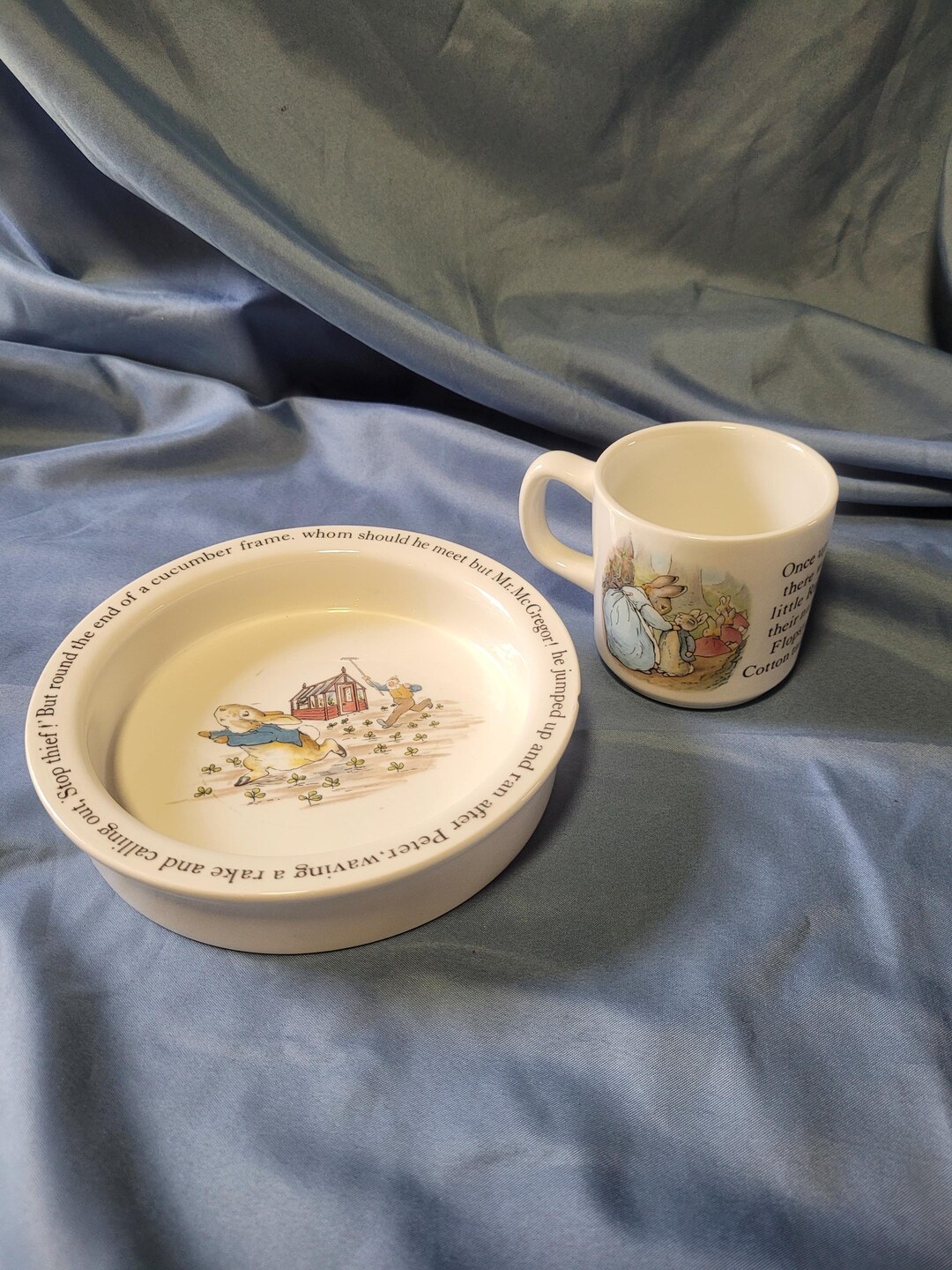 Vintage Peter Rabbit Wedgwood Bowl and Cup Set, Frederick Warne & Co ...