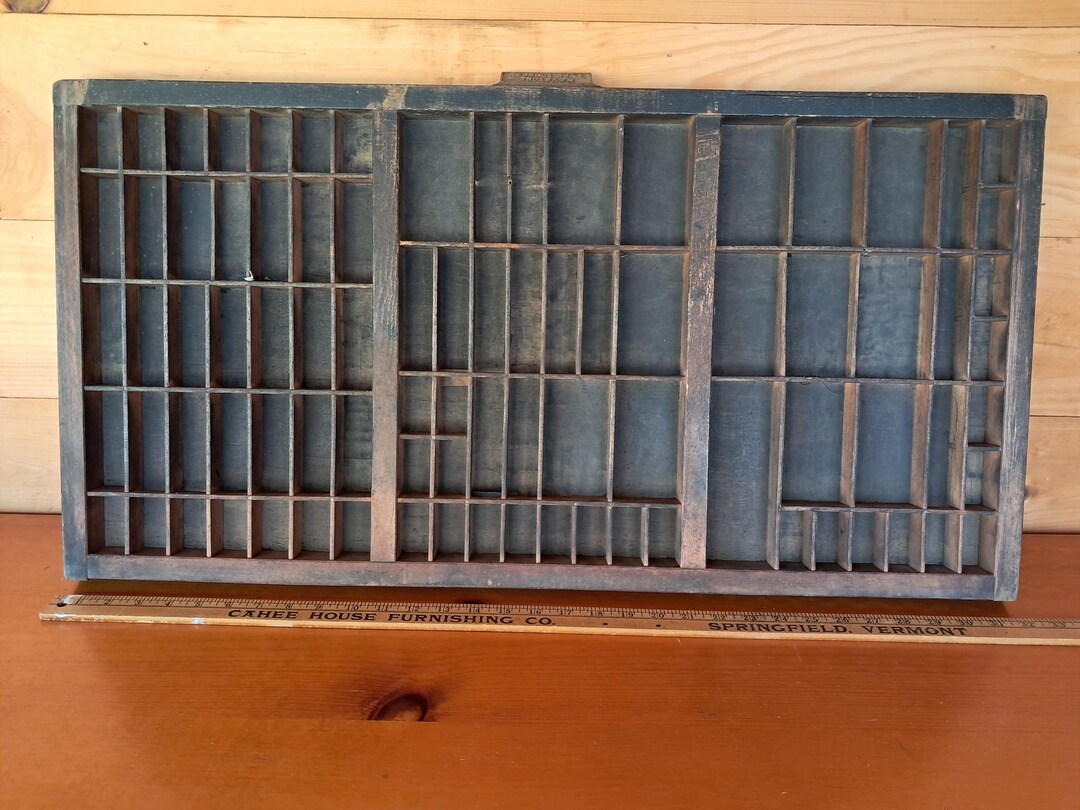 Antique Printers Tray Large Cast Iron Pull Letterpress Block Drawer ...