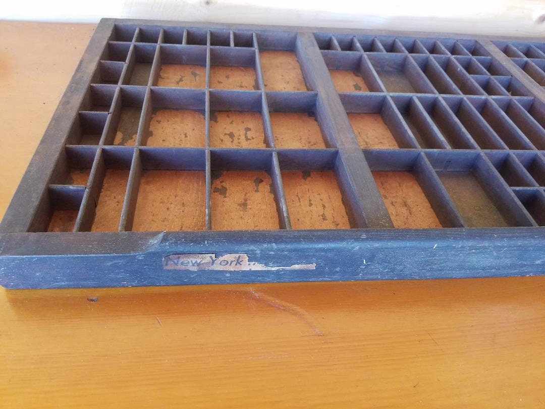 Antique Printers Tray Large Wooden Pull Letterpress Block Drawer ...