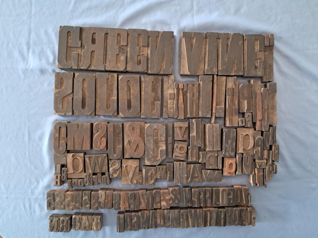 120 Unique Antique Alphabet Letters Letterpress Blocks Vintage Printer ...