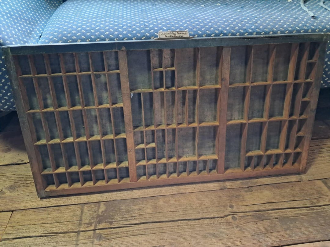 Antique Printers Tray Large Cast Iron Pull Letterpress Block Drawer ...