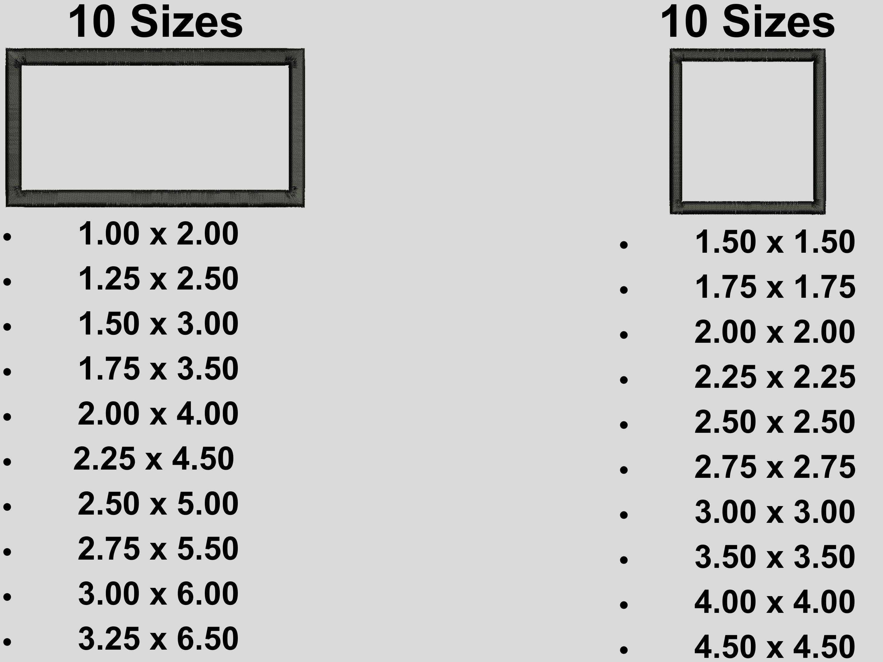 Shape Logo Frame Applique Embroidery Designs, 15 Shapes, 10 Sizes Each ...