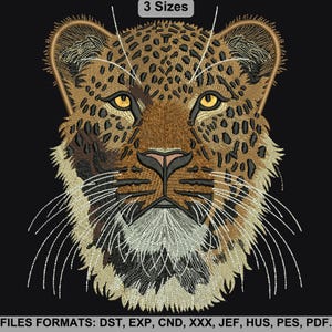 Realistic Leopard Head Embroidery Design, Wild Animal Machine ...