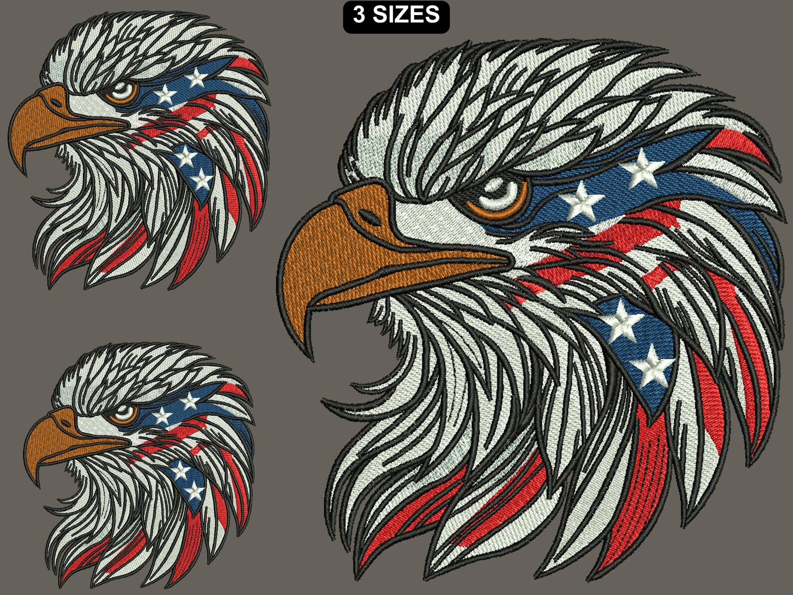 American Eagle Embroidery Design, USA Flag Bald Eagle Head, Digital ...