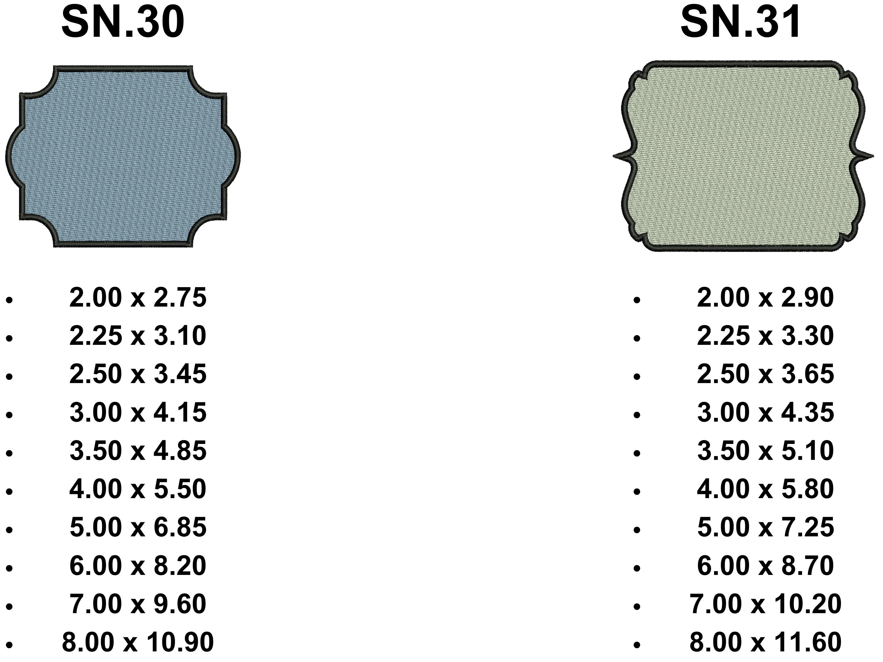20 Shape Embroidery Patch Frame Bundle, 10 Sizes Each, Machine ...