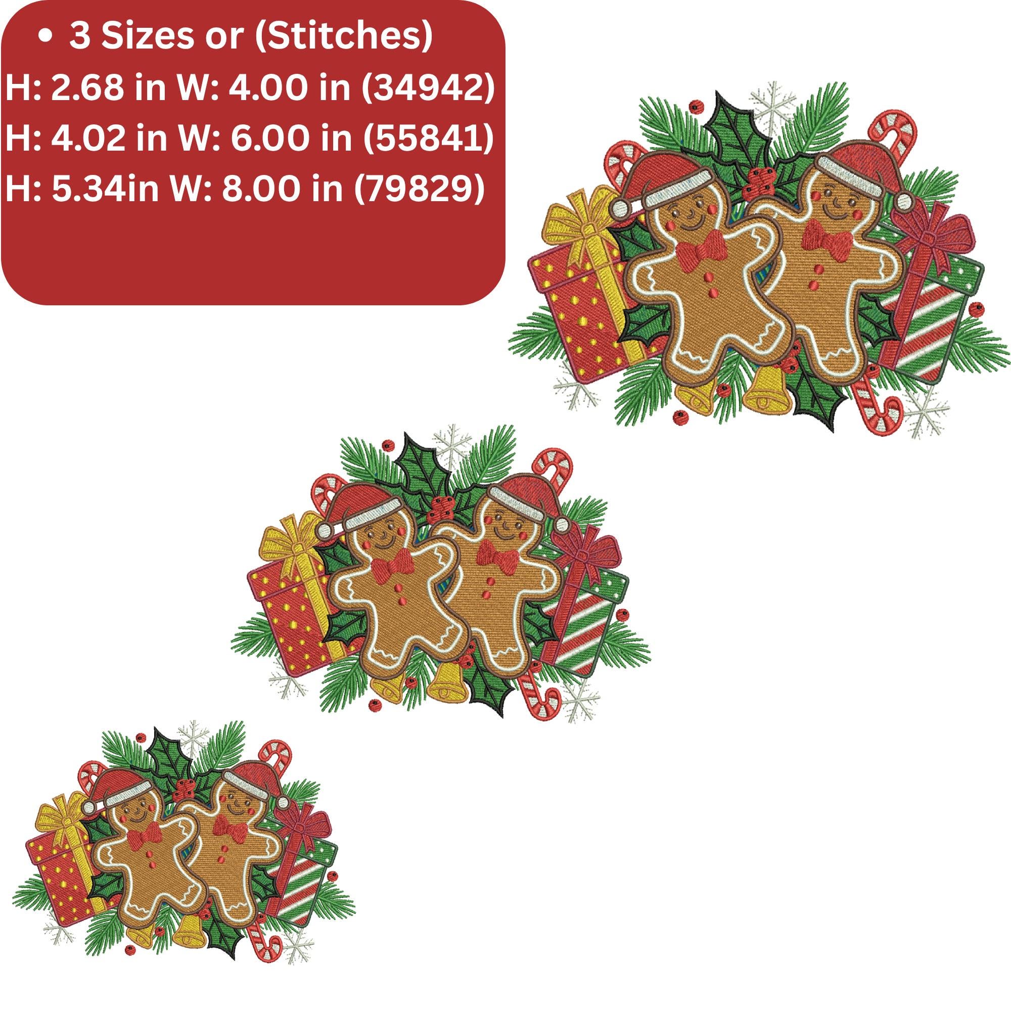 Christmas Gingerbread Couple Embroidery Design, Festive Holiday Cookie ...