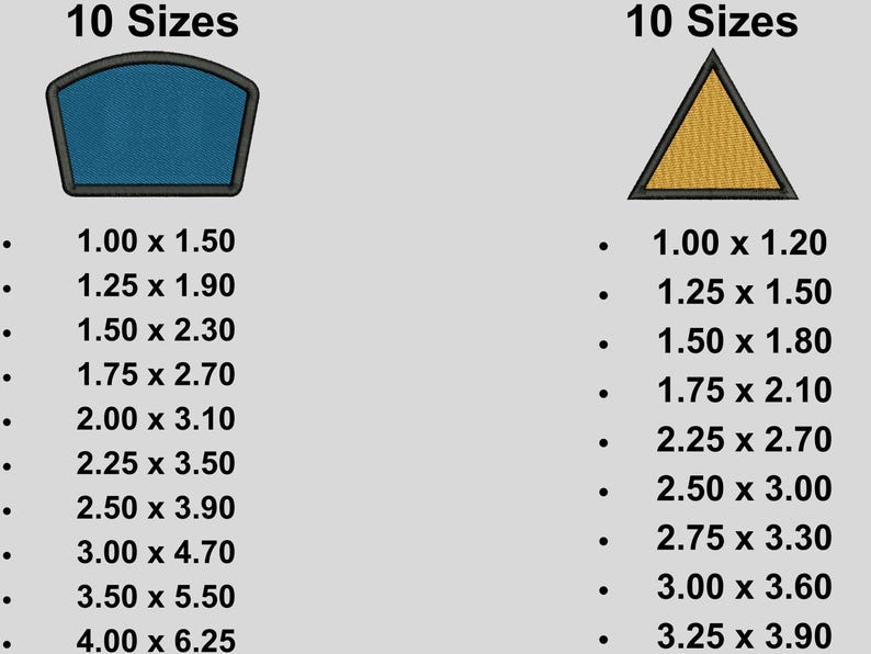 Embroidery Patch Frames, 15 Shapes, 10 Sizes Each, Instant Download - Etsy
