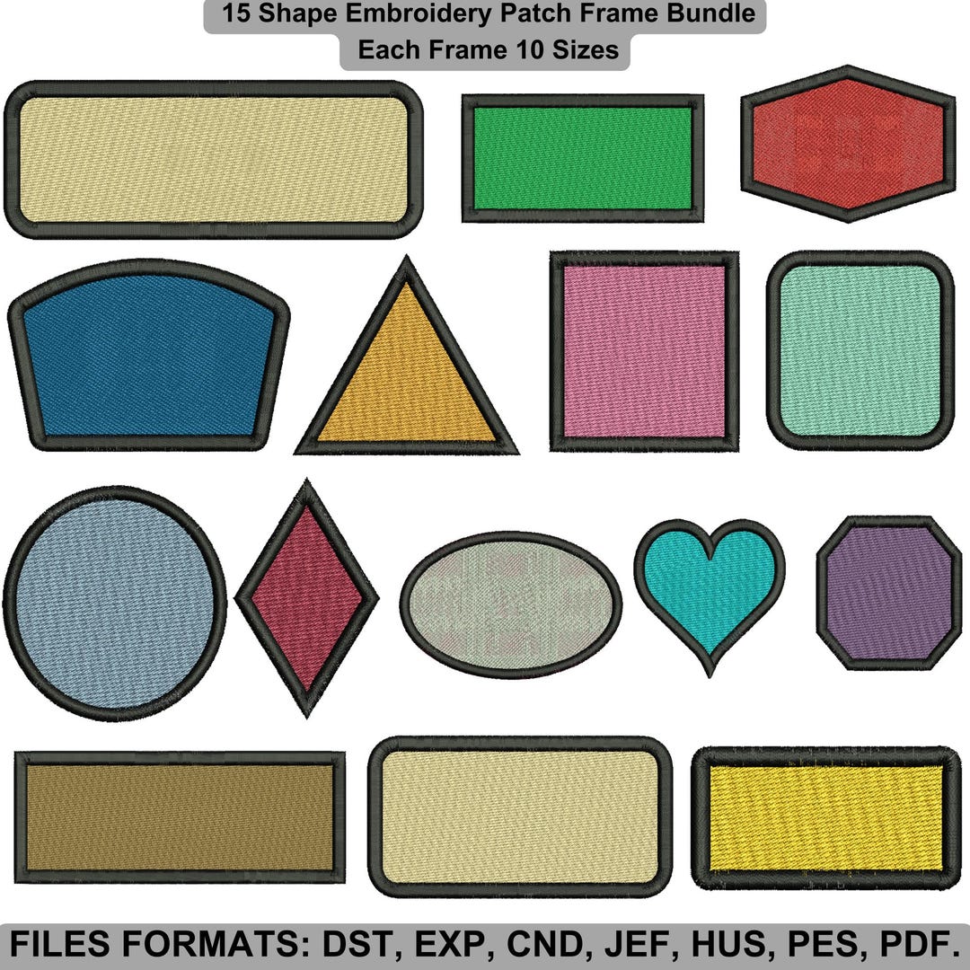 Embroidery Patch Frames, 15 Shapes, 10 Sizes Each, Instant Download - Etsy