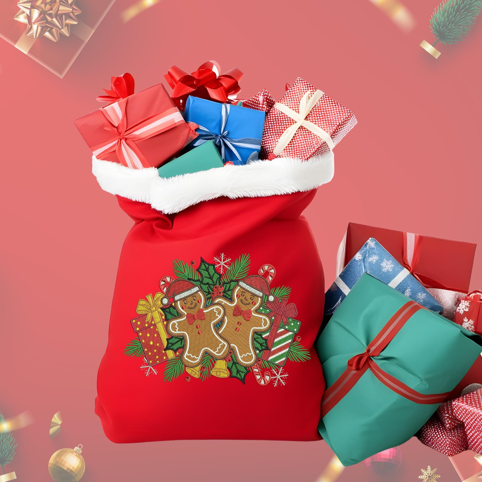 Christmas Gingerbread Couple Embroidery Design, Festive Holiday Cookie ...