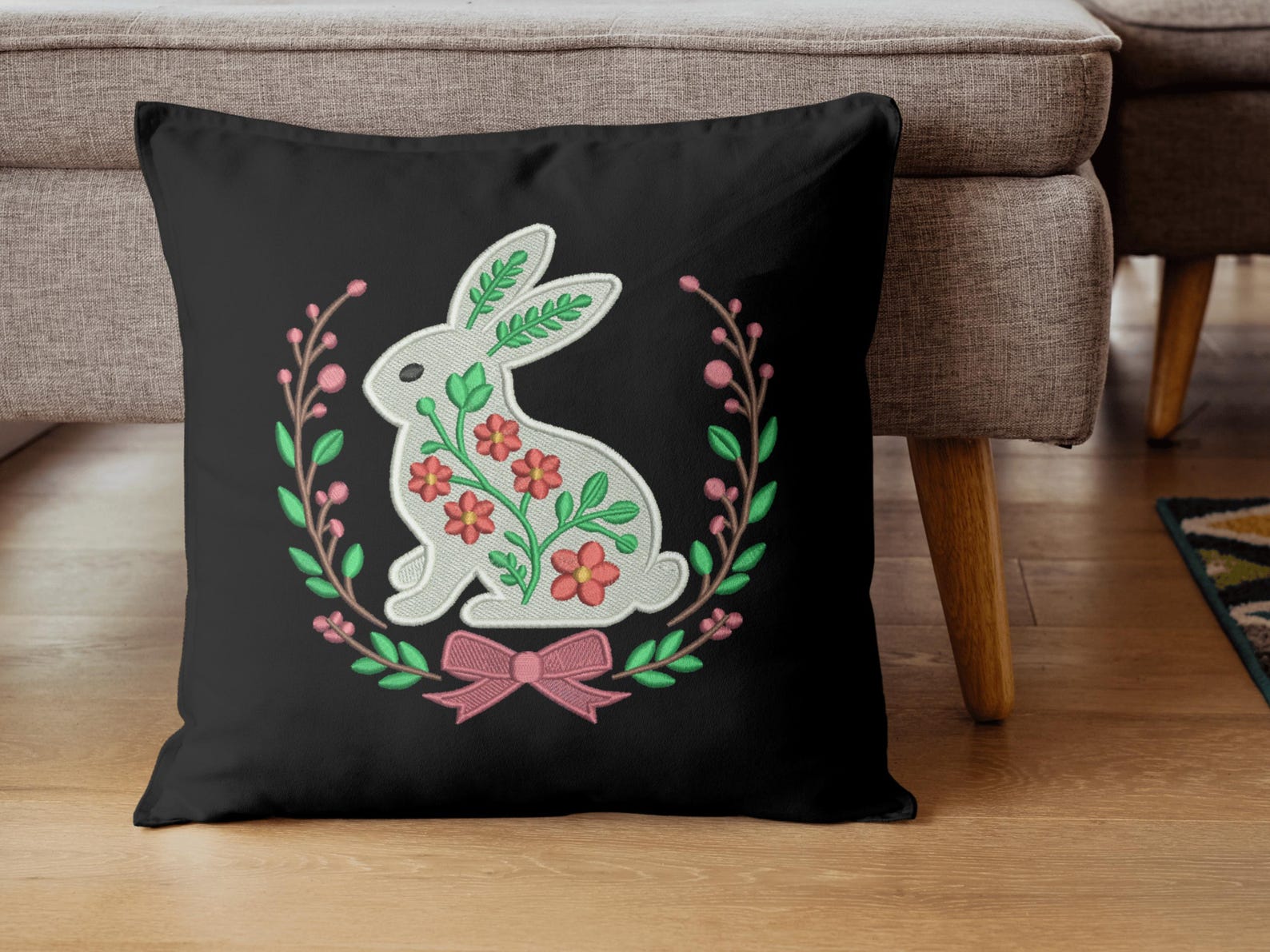 Floral Bunny Embroidery Design: Spring Rabbit (3 Sizes) (instant ...