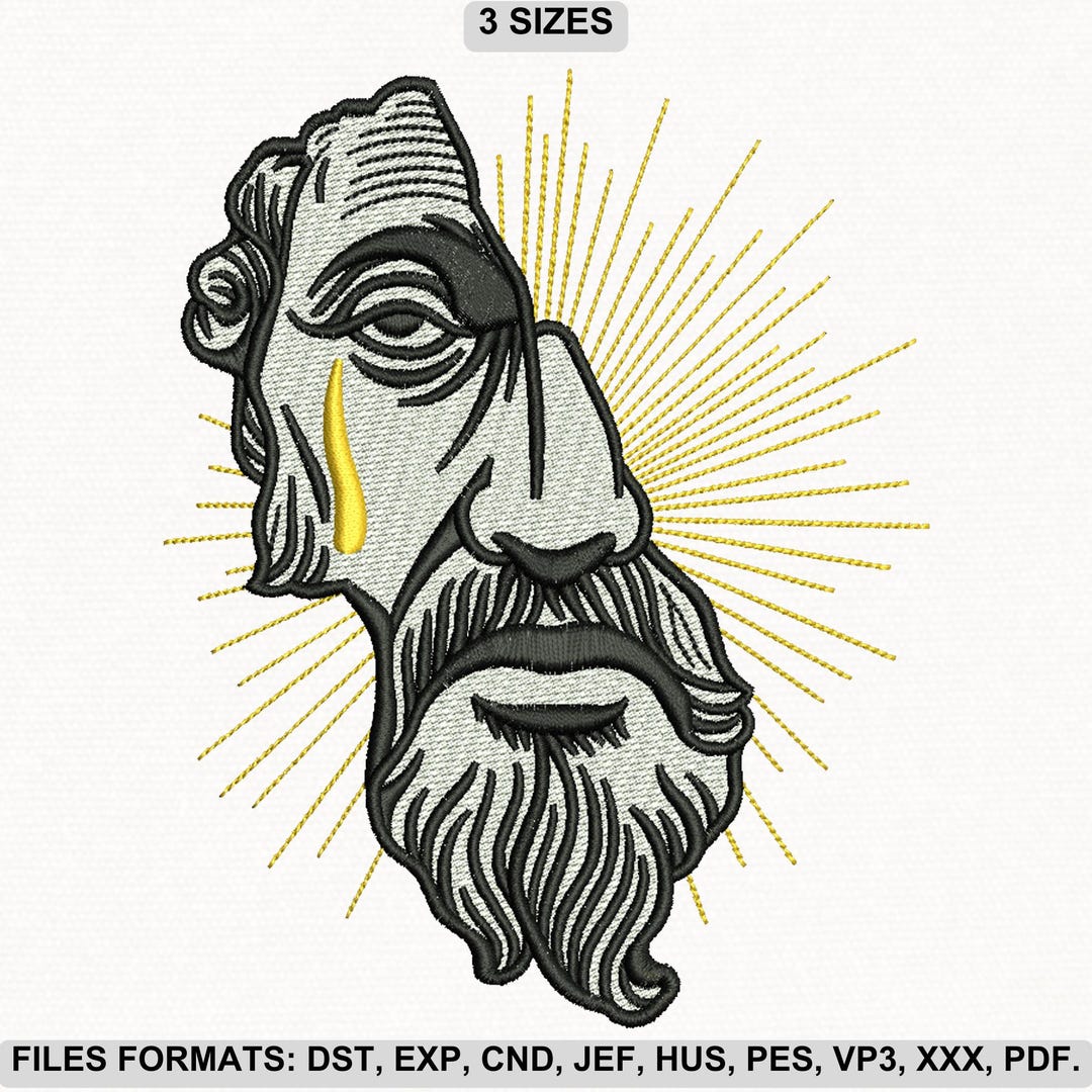 Ancient Greek Embroidery Design, Philosopher Statue With Golden Tear, 3 ...