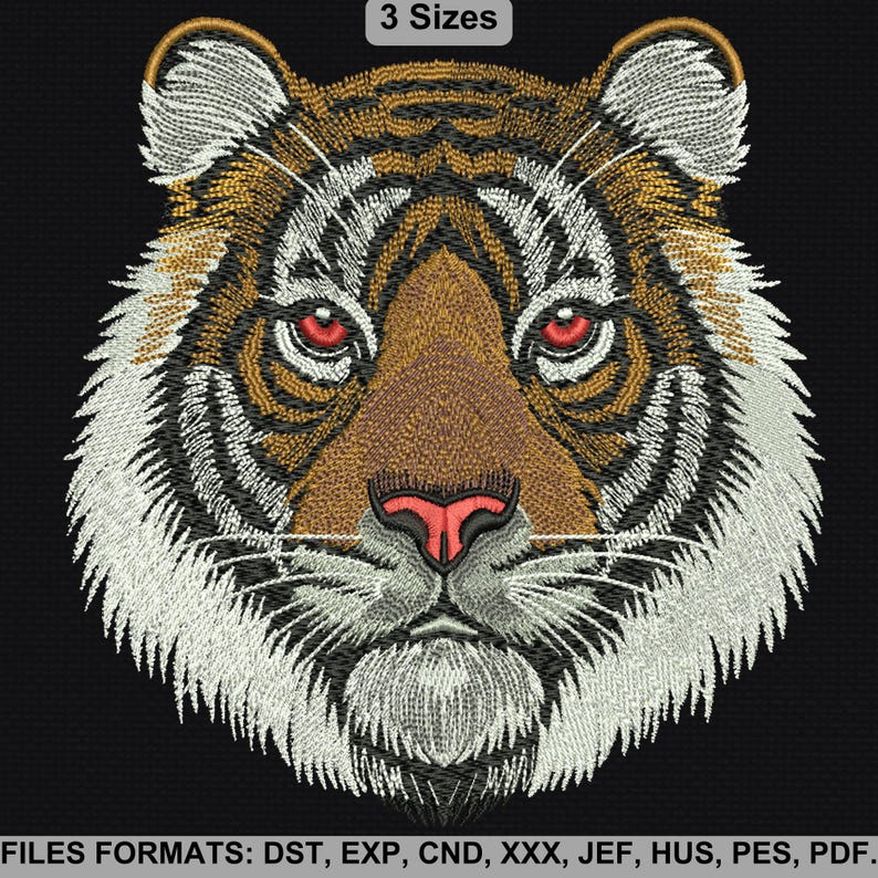 Realistic Tiger Portrait Machine Embroidery Design, Wild Animal Machine ...