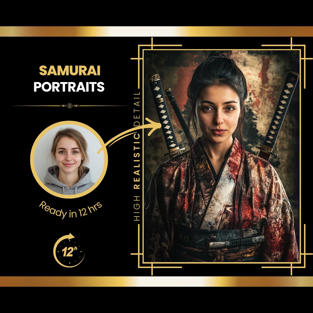 Custom Samurai Warrior Portrait From Photo, Portrait From Photo ...
