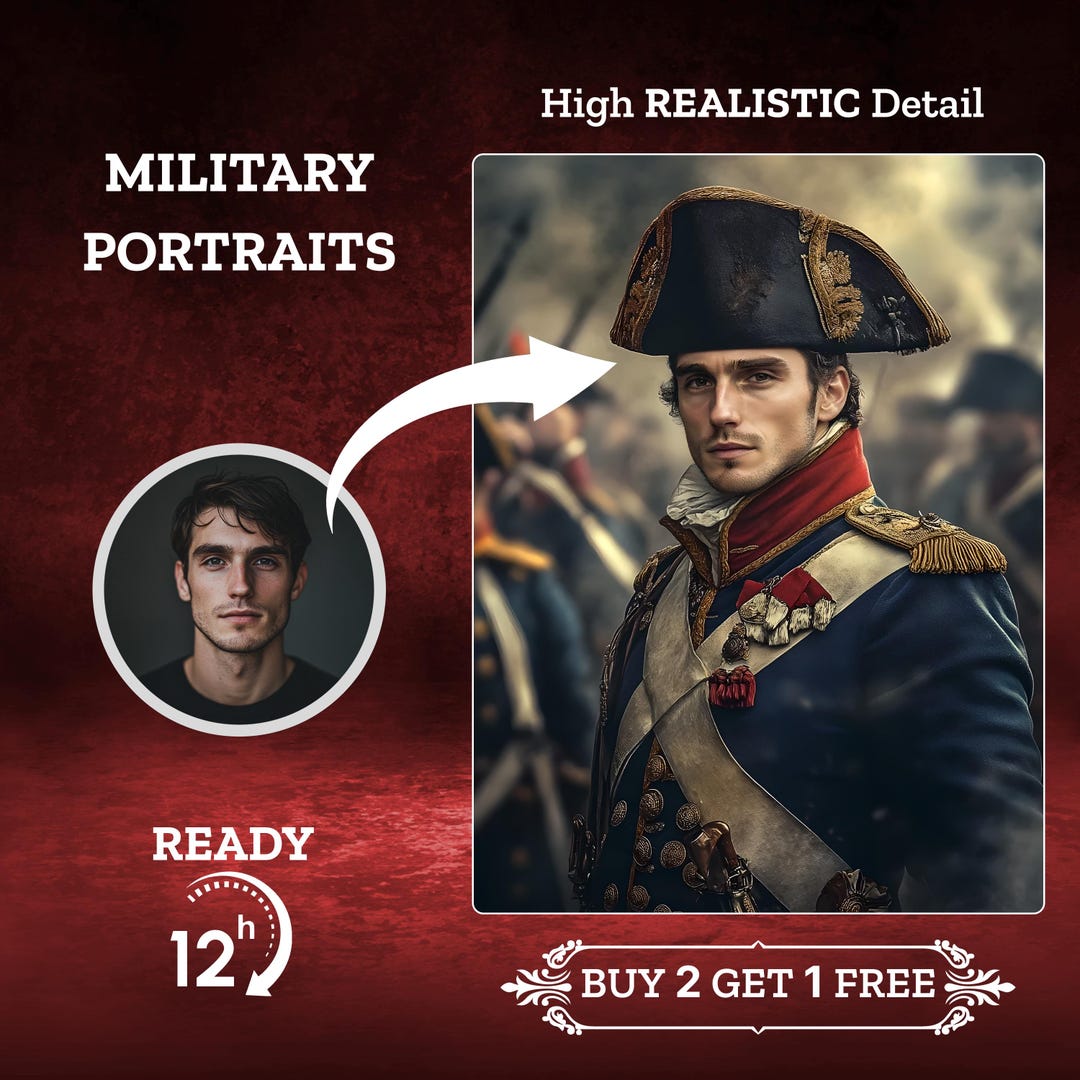 Custom Military General Portrait Paintings / Paint Your Face Into ...