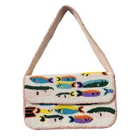 Luxurious Small Crochet Silver Fish Bag, With Bright Colorful ...