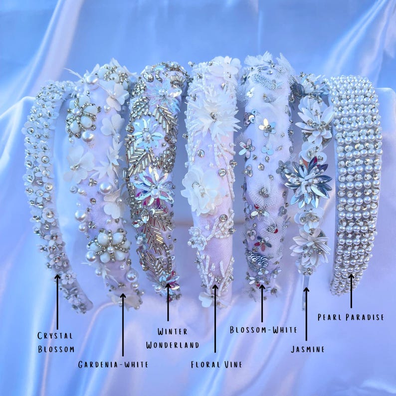 Elegant Pearl Headband, Designer Floral Headbands, Embellished Padded ...