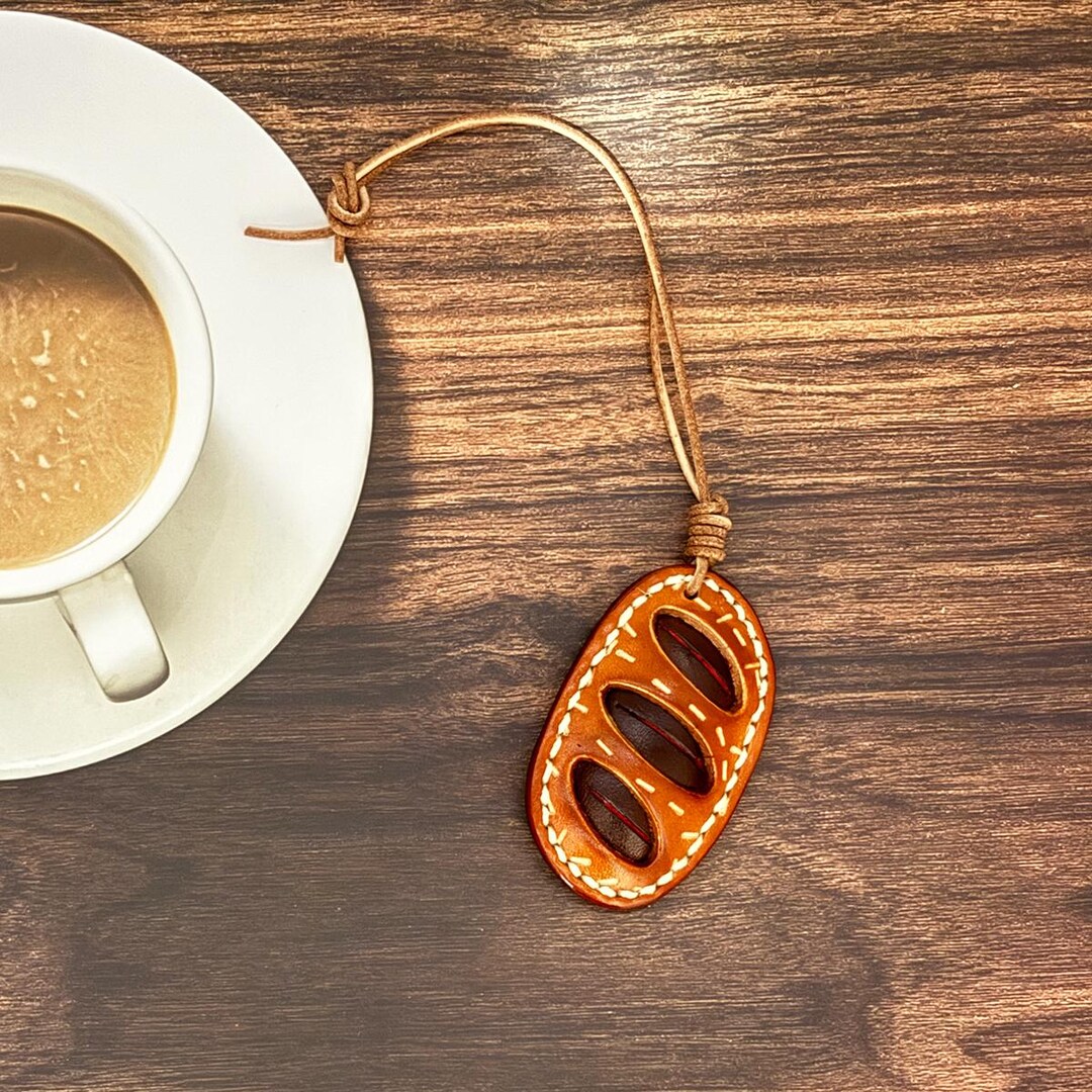 Handmade Leather Lye Bread Bag Charm - Cowhide Keychain Gift - Etsy