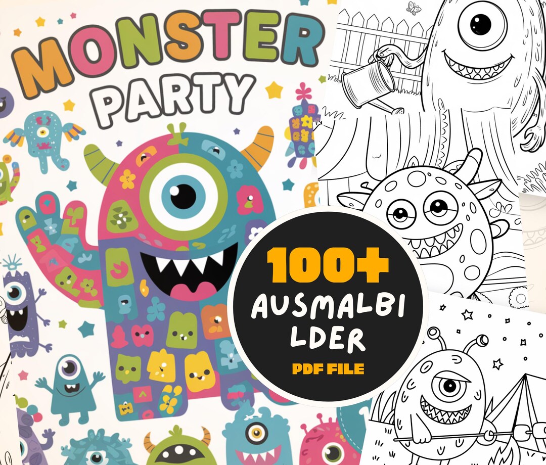 Monster Party: A Coloring Book for Children Ages 3 and up With 100 Fun ...