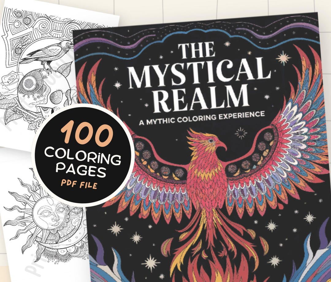 Adult Coloring Page, Digital Mystical Art & Coloring Pages, 100+ Hand ...