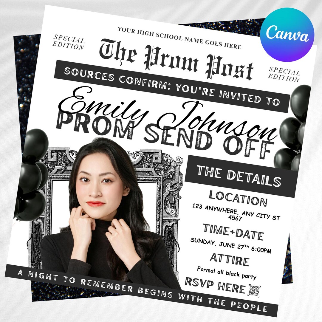 Prom Send off Flyer, DIY Prom Flyer, Prom Canva Template, Prom Send Off ...