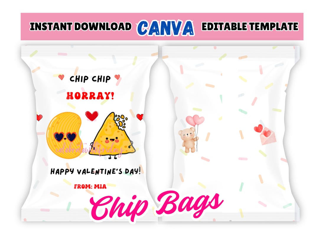 Printable Kids Valentines Chip Chip Hooray, Valentine Favour, Printable ...