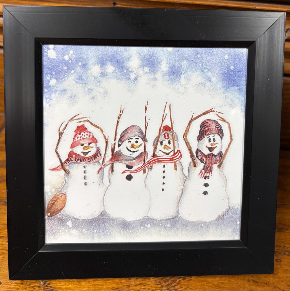 Ohio State Snowmen Fans O-H-I-O! Painting in a 5 X 5 Black Frame - Etsy