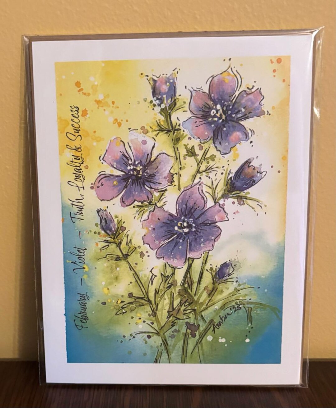 February Birth Flower, Violet Watercolor Painting 5 X 7 - Etsy