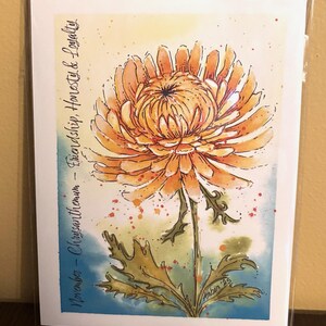 November Birth Flower, Chrysanthemum Watercolor Painting 5 X 7 - Etsy