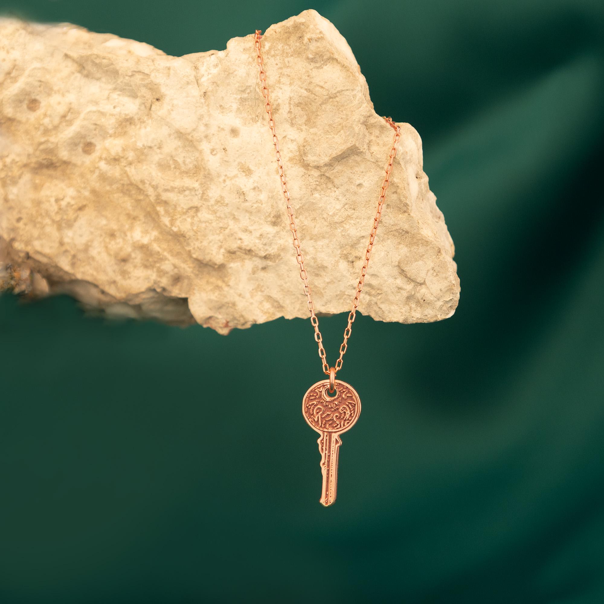 Minimalist Key Necklace, Small Key Pendant, Vintage Key Pendant ...