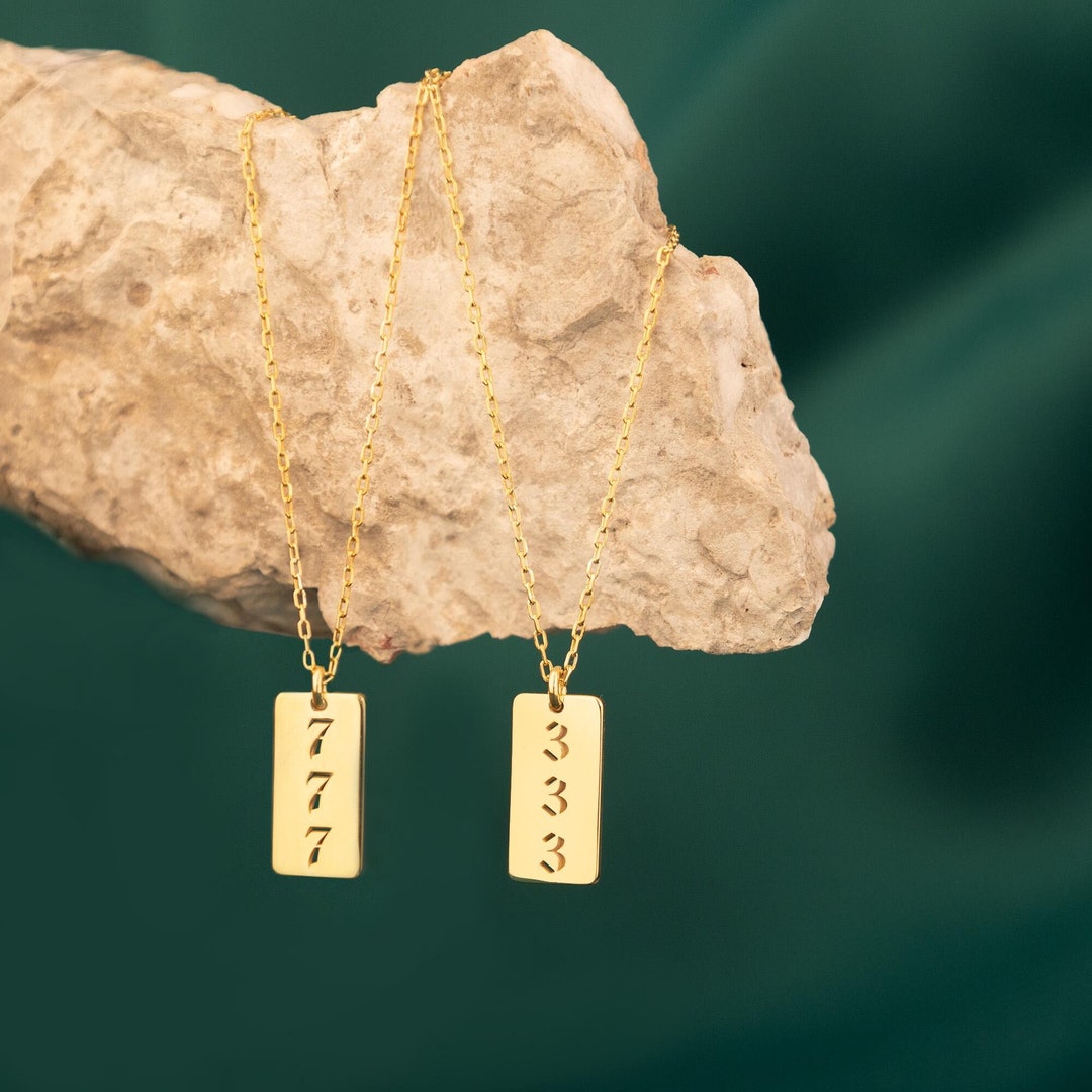 777 Angel Number Necklace, 14K Gold Lucky Number Necklace 111, 222, 333 ...