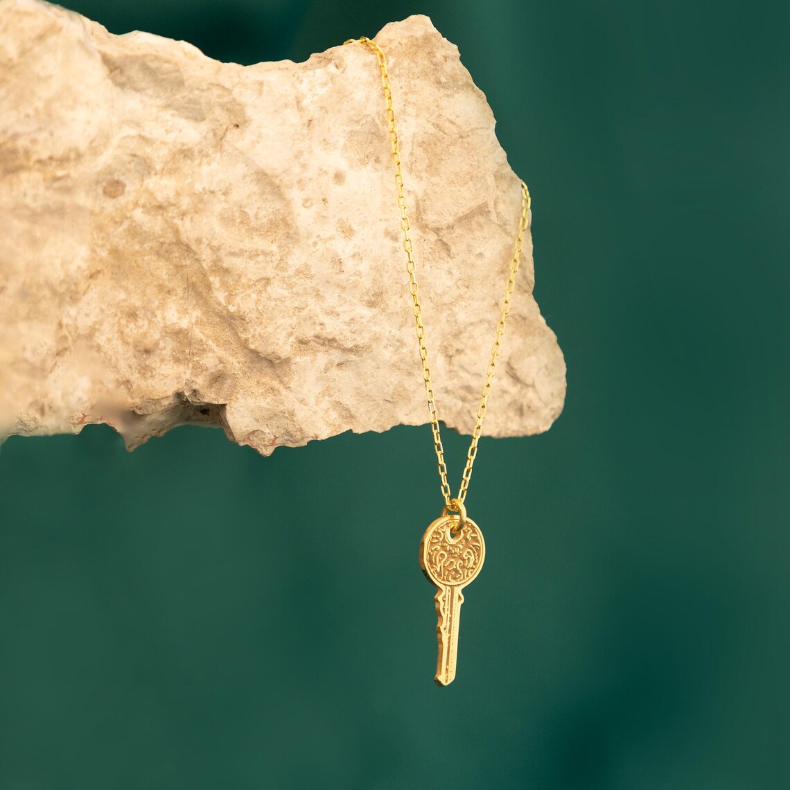 Minimalist Key Necklace, Small Key Pendant, Vintage Key Pendant ...