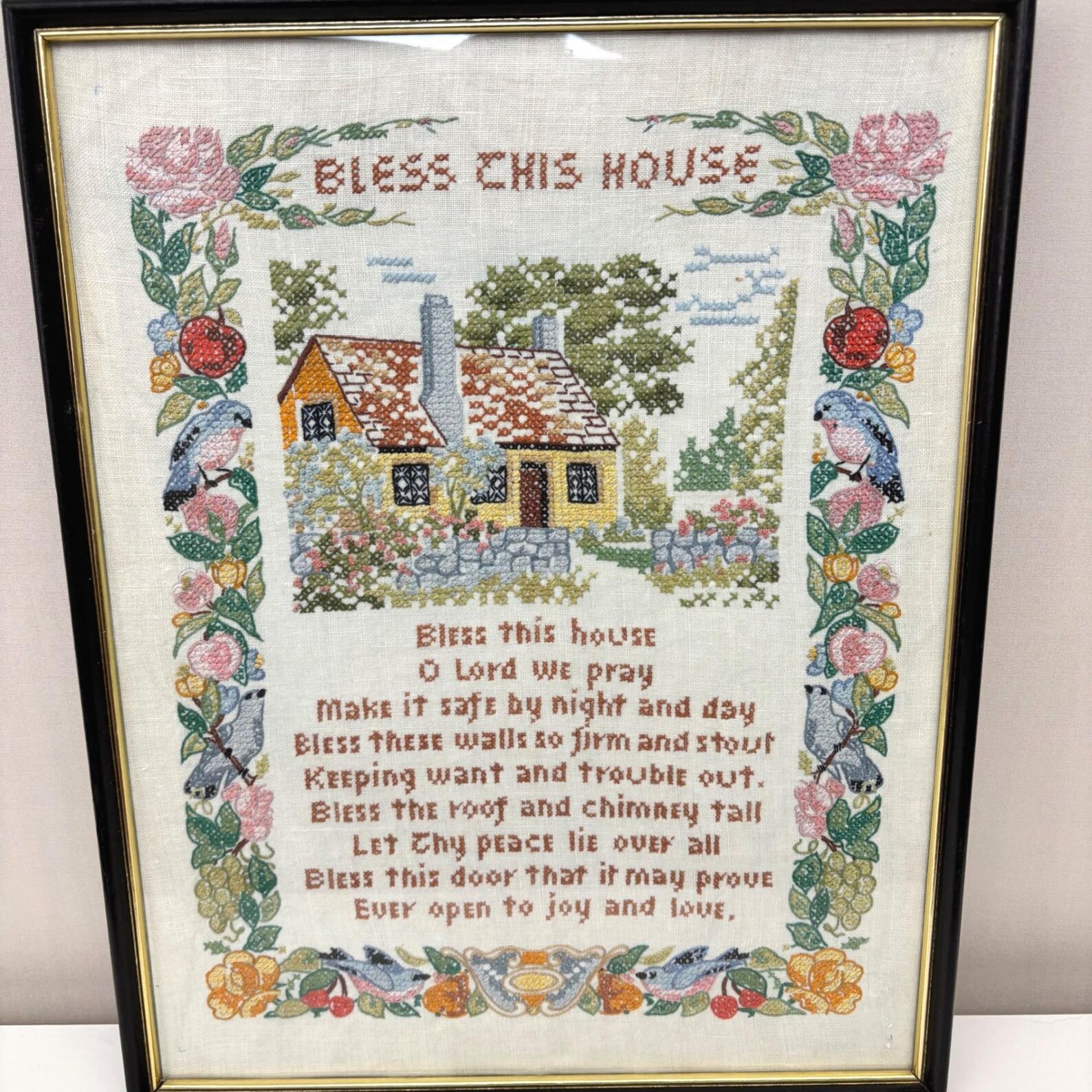 Bless This House Poem Cross Stitch Framed Sampler 19x15 VINTAGE 1975 - Etsy