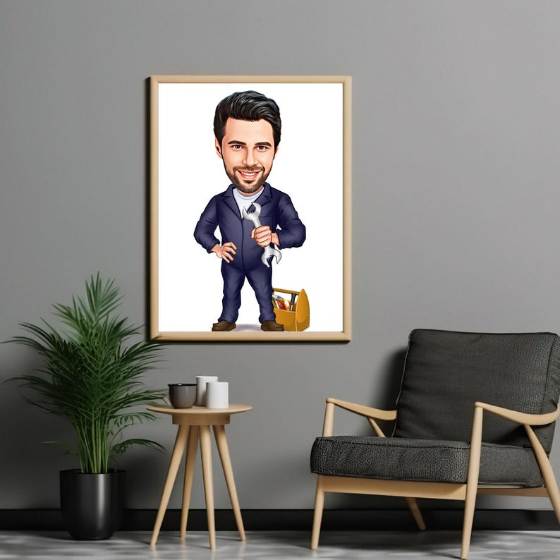 Auto Mechanic Caricature Mechanic Cartoon From Photo Mechanic Wall Art ...