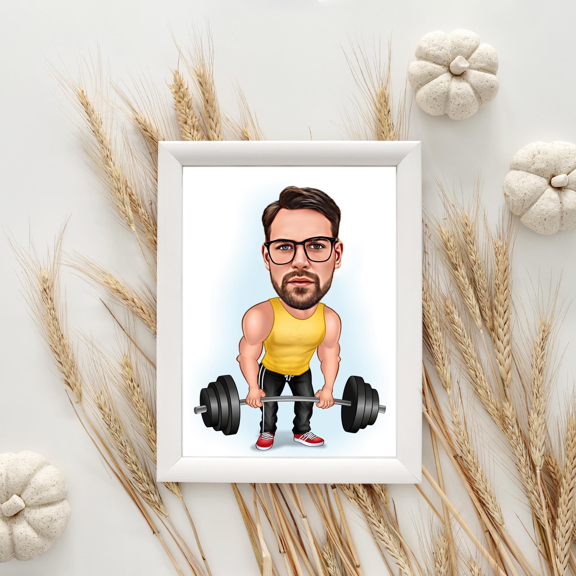 Weightlifter Cartoon From Photo Gym Lover Wall Art Bodybuilder ...