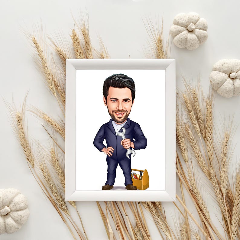 Auto Mechanic Caricature Mechanic Cartoon From Photo Mechanic Wall Art ...