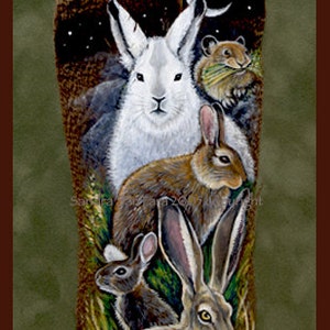 Rabbit Bunny Totem Wildlife Art Painted Feather Print - Etsy
