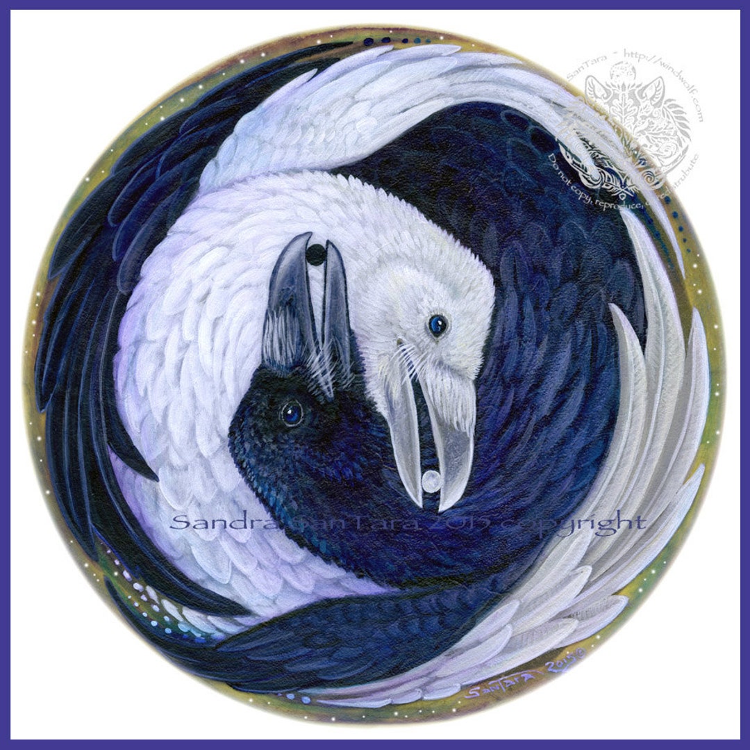 Ravens Black and White Yin Yang Viking Spirit Animal Print - Etsy
