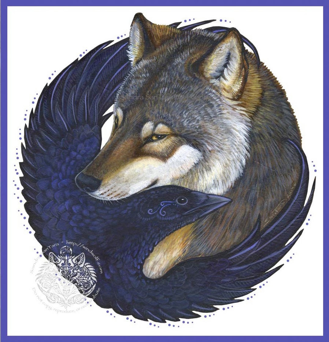 Wolf Crow Blackbird Embrace Spirit Animal Print - Etsy