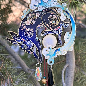 Black Blue Green White Water Rabbits Hare Bunny Feng Shui Chinese ...