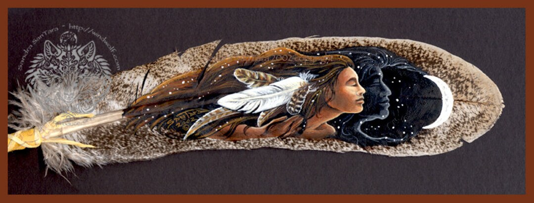 Native American Soul Mate Couple Painted Feather Print - Etsy