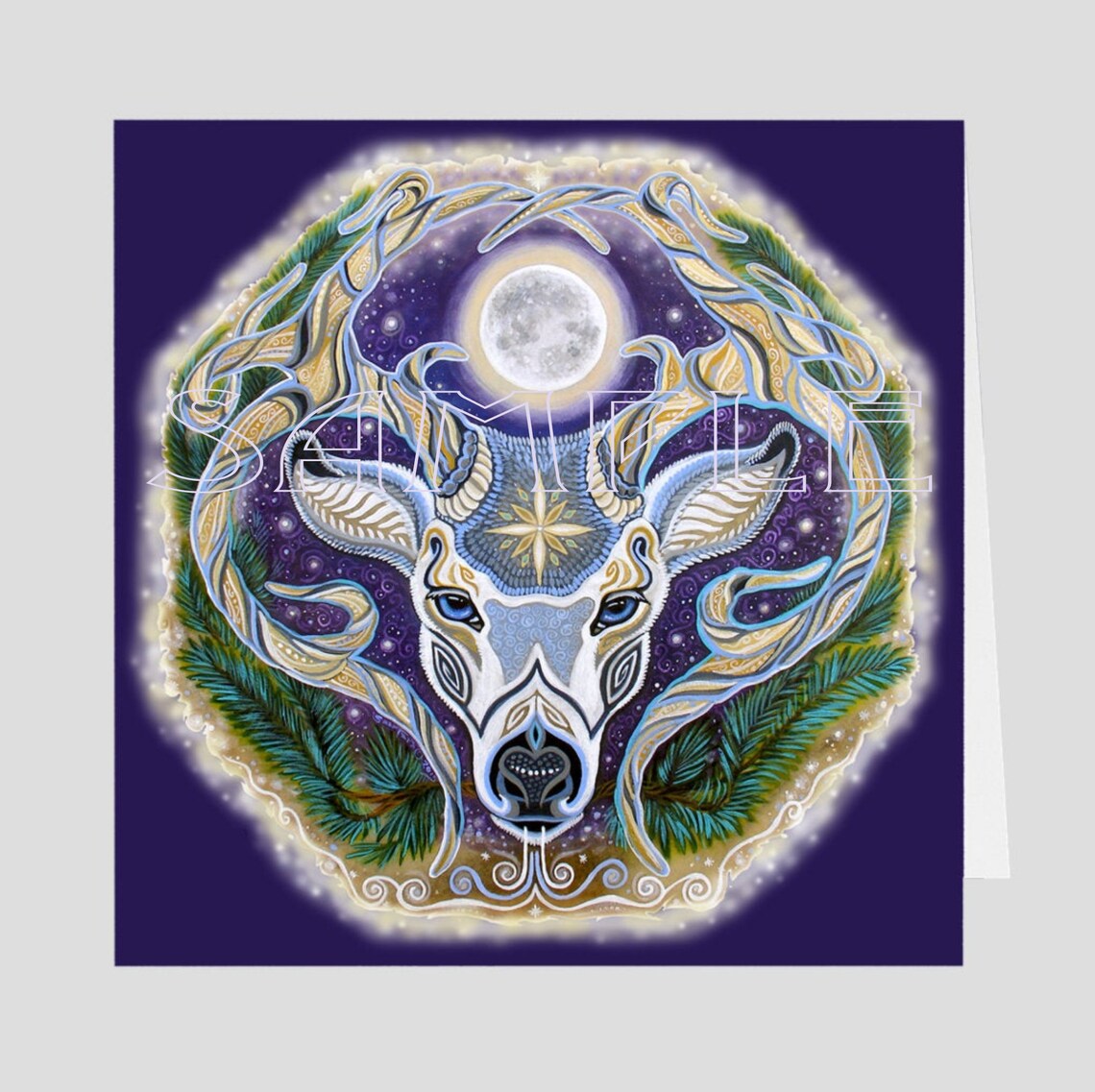 Winter Stag Holiday Yule Folded Cards - Etsy