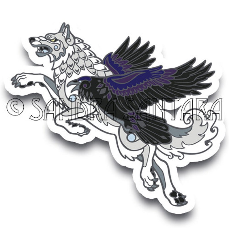 Norse Wolf Raven Bestiary Fenrir Skoll Hati Muninn Huginn - Etsy