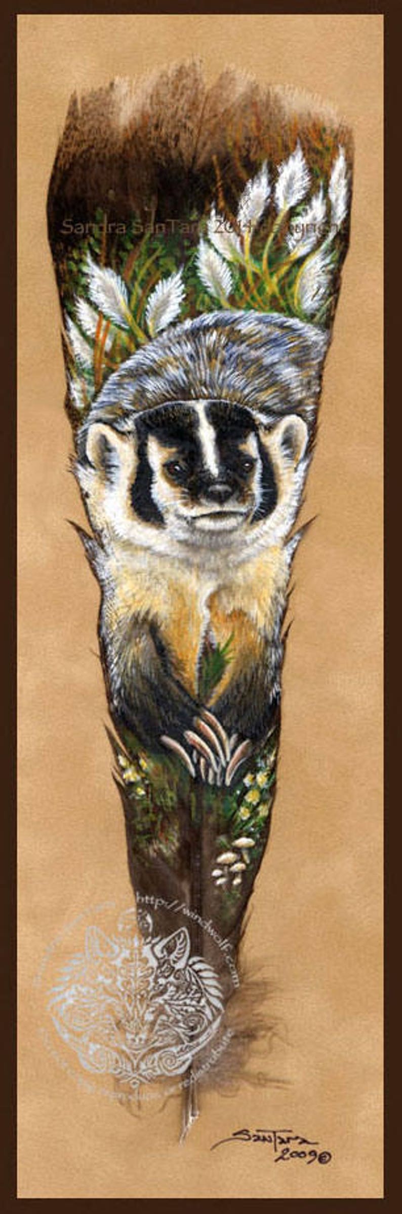 American Badger Wildlife Art Feather Print - Etsy