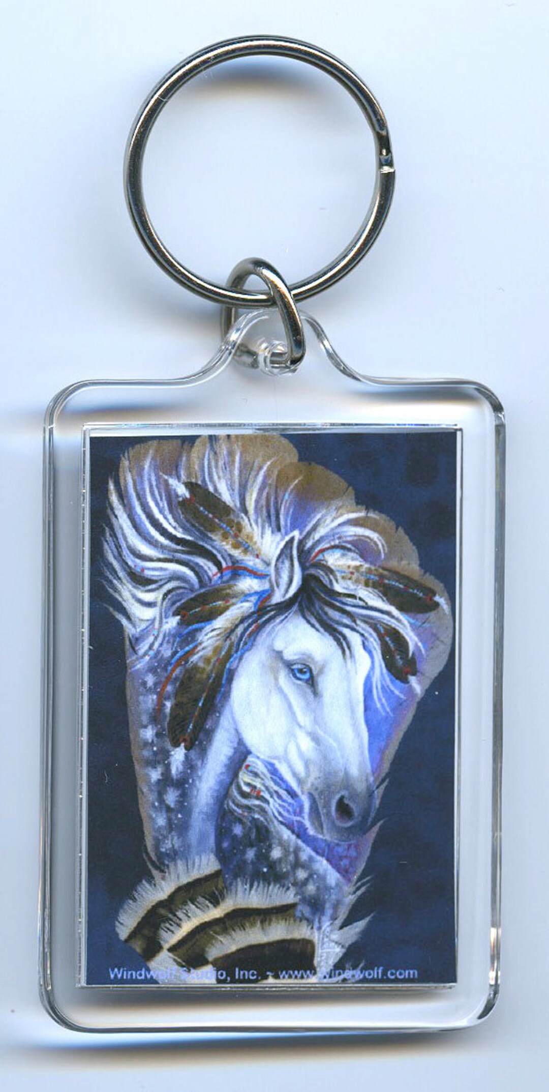 Dapple White Indian Pony Feather Key Chain - Etsy