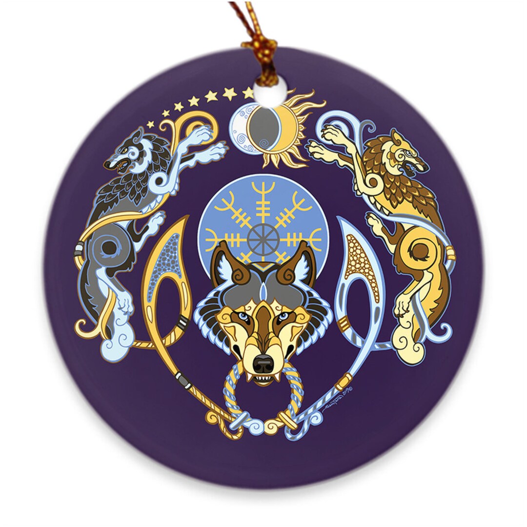 Norse Wolf Fenrir Viking Trinity Porcelain Ornament - Etsy