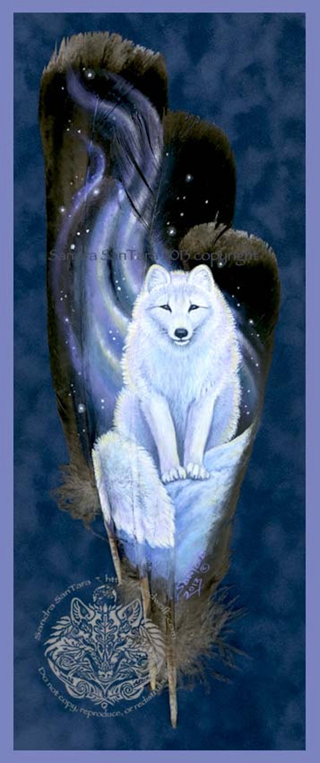 Magical Arctic Fox Wildlife Art Painted Feather Print - Etsy